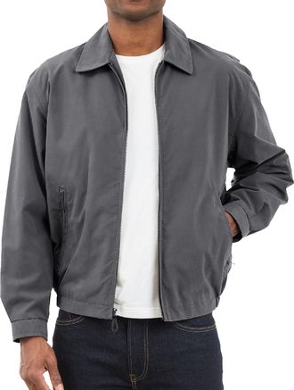 London Fog Herren Goldjacke mit Reißverschluss Vorne, Normale Größen, Kastanienbraun Leichte Baumwolljacke, Stahl, 3X-Large Hoch