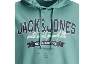 Jack & Jones Kapuzensweatshirt Jack&Jones &Uuml;bergr&ouml;&szlig;en Hoodie blaugr&uuml;n JJELOGO Print