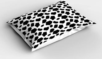 Abakuhaus Kuh-Druck Kissenbezug, Kuhhaut mit Flecken, Dekorativer Standard King Size Gedruckter Kissenbezug, 80 x 40 cm, Wei&szlig; Schwarz