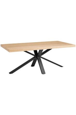 MID.YOU Mid.you Esstisch, Natur, Schwarz, Holz, Metall, Holzwerkstoff, Eiche, furniert, rechteckig, eckig, 100x76x200 cm, Esszimmer, Tische, Esstische