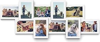 Songmics Cadre Photo Pêle-mêle, Mural en MDF Capacité de 10 Photos 10 x 15 cm, Nécessite Assemblage, Blanc RPF21W