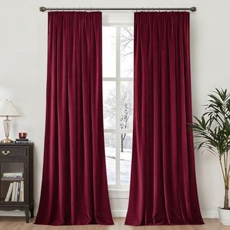 Miulee Rideaux Velours avec Galon Fronceur 140x245 CM Lot de 2, Belle Luxueux Semi-occultant, Moderne Rideau Salon Chambre Fenetre, Epais Rideau Velours Bord