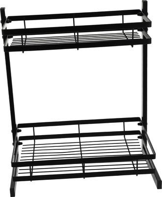 Garneck Schwarzes Metall Gewürzregal Küchen Organizer Doppelschichtig Platzsparend Aufbewahrungsregal für Flaschen Geschirr und Küchenutensilien Vielseitig Ei