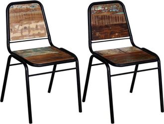vidaXL Vidaxl - Chaises &agrave; manger lot de 2 bois de r&eacute;cup&eacute;ration solide