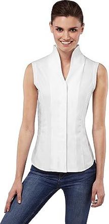 Vincenzo Boretti Chemisier Femme, légèrement cintré, Facile à Repasser, agréable à Porter, sans Manche, col Calice, uni Blanc 40
