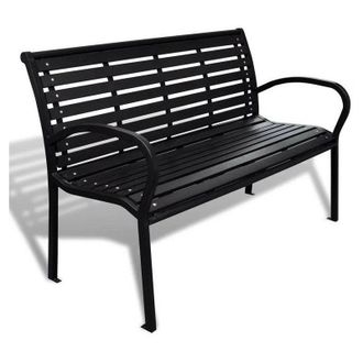 Les Tendances Banc de jardin WPC et m&eacute;tal noir Etrino