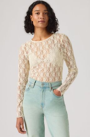 Levi's Seraphina lang&auml;rmeliges Spitzenoberteil - Damen - Wei&szlig; / Wei&szlig;