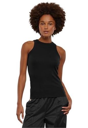 Urban Classics Ladies Racer Back Rib Top Femme Top Noir XS 95% Coton, 5% Élasthanne Slim Fit