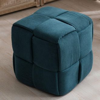 Generic Velvet Polsterte Handgefertigte Gewebte Würfel -Pouf -ottomane - Moderner Gepolsterter Quadratfußlauf -hocker Für Wohnzimmer Schlafzimmer Eingang(Size