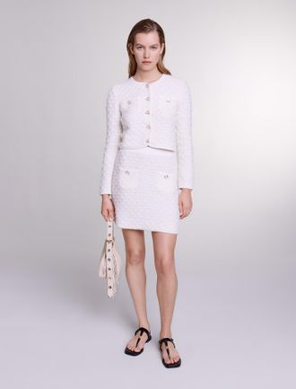 Maje Jupe Courte En Maille - Blanc - Taille 34 - Maje