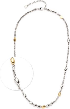 Leonardo Halskette Veja - Hals-Schmuck aus bicolorfarbenem Edelstahl - unregelmäßig gesetzten Nuggets in gold und silber - 45-50 cm Länge - Schmuck Geschenk fü