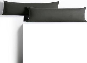 Decoking 2 Kissenbezüge 20x145 cm Jersey 100% gekämmte Baumwolle Reißverschluss Graphit Amber