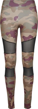 Urban Classics Damen Ladies Tech Mesh Leggings, Redwood camo, XL