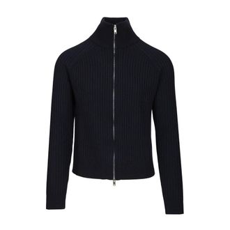 Isabel Marant Gerippter Wollpullover mit Doppelrei&szlig;verschluss - - Knitwear - Herren - Blau - M