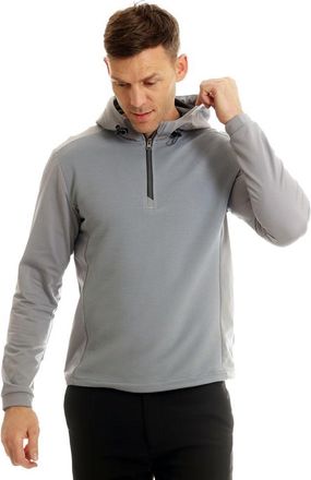 Island Green Herren Zip Neck Technical Hoodie Ribbed Thermal Hoody Pullover, Blassgrau, XXL