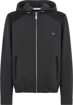 Philipp Plein Homme, Vestes, Noir, Taille: 2XL Veste en nylon avec inserts en cocco