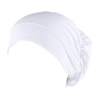 Generic Turban en coton pour femme, bonnet chimio chapeaux bandeau musulman turban &eacute;charpe douce couverture cheveux bandeau sous, blanc, Taille unique