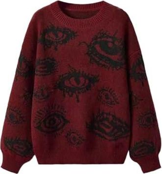 Generic Pull Femme Décontracté Chic Motif Yeux Col Rond à Manches Longues Confortable Pour Usage Quotidien, Pull 3, M