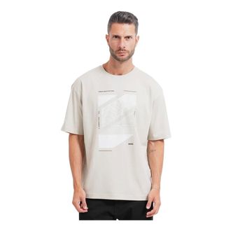 HUGO BOSS Homme, Tops, Beige, Taille: S T-shirt en coton m&eacute;lang&eacute; coupe regular