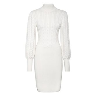 Philipp Plein Femme, Robes, Blanc, Taille: 40 FR Wool Turtleneck Dress LS