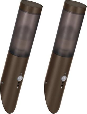 Eglo Au&szlig;enleuchte Helsinki, Wandleuchte au&szlig;en aus Edelstahl in Rostbraun, Wand Au&szlig;enbeleuchtung mit Bewegungsmelder, Au&szlig;enlampe mit E27 Fassung, IP44 (Pack