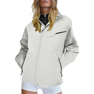 Generic Veste Femme Chic Et Elegant Veste d&eacute;contract&eacute;e femme coupe-vent avec capuche et doublure amovible manteau l&eacute;ger confortable pour toutes saisons et (Kh