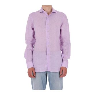 Borriello Homme, Chemises, Violet, Taille: 2XL Chemise unie en lin