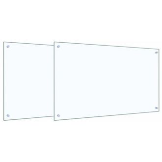 vidaXL K&uuml;chenr&uuml;ckwand 2 pcs Transparent 100 x 60 cm Geh&auml;rtetes Glas vidaXL