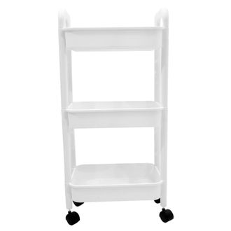 Artibetter Mehrst&ouml;ckiger Aufbewahrungswagen Griff Wei&szlig; Mobiler K&uuml;chenwagen B&uuml;roregal Badregal Multifunktionales Lagerregal f&uuml;r Schlafzimmer und Badezimmer