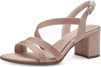 Marco Tozzi Damen Sandalen mit Absatz Glitzer Vegan, Beige (Powder), 38 EU