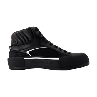 Alexander McQueen Mens Deck Sneaker Black Calfskin