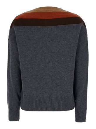 Jucca Womens Sweater Triple-Neck Grey Wool Tops Top