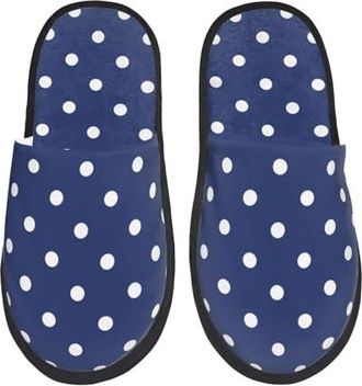 Generic Pantoufles En Coton Pois Bleu Fonc&eacute; R&eacute;utilisables Slippers Cozy Maison Slippers Pour Homme Spa Camping M