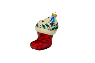 Krebs Glas Lauscha Weihnachtsdekoration/Christbaumschmuck aus Glas - Minifigur Weihnachtssocke - Weihnachtlicher Stil - Gr&ouml;&szlig;e: ca. 9 cm