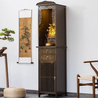 Generic Buddhistischer Altartisch, pers&ouml;nlicher Buddha-Schrein, Meditationstisch mit Stauraum, Bambus-Altar-Opferschrank