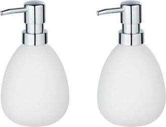 WENKO Seifenspender Polaris, nachf&uuml;llbarer Seifendosierer f&uuml;r Fl&uuml;ssigseife und Lotion aus hochwertiger Keramik, 9,5 x 16 x 9 cm, F&uuml;llmenge 390 ml, Wei&szlig; matt