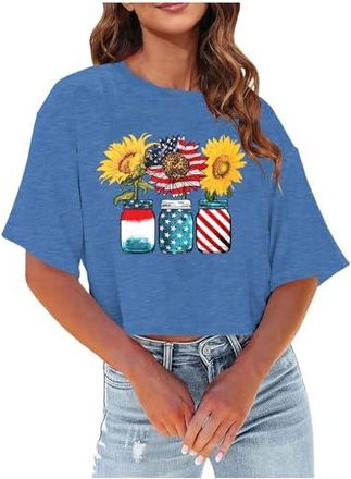 Generic Hauts courts d&eacute;t&eacute; graphiques pour femmes 2025 &agrave; manches courtes d&eacute;contract&eacute;s amples et tendance, coupe ample, mignon, demi-chemises danniversaire, pou