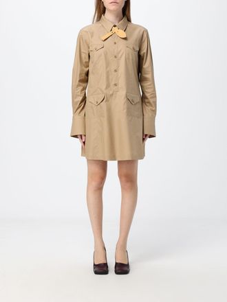 Celine Mini-robe chemise &agrave; manches longues en m&eacute;lange de coton et de soie