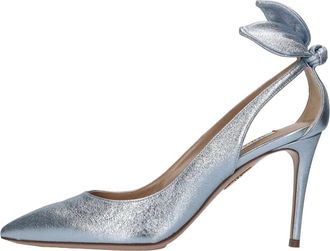 Aquazzura Femme, Chaussures, Bleu, Taille: 38 1/2 EU Bow Tie Pump 85