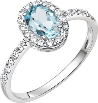 Zeeme Gemstones Ring 375/- Wei&szlig;gold Zirkonia und Blautopas