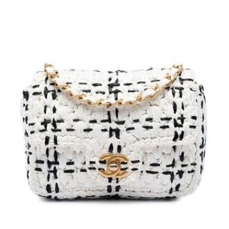 Chanel Pre-owned Vintage Tweed Umh&auml;ngetasche - - Pre-owned - Damen - Wei&szlig; - ONE SIZE