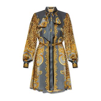 Versace Seidenkleid mit Tailleng&uuml;rtel - - Dresses - Damen - Mehrfarbig - L