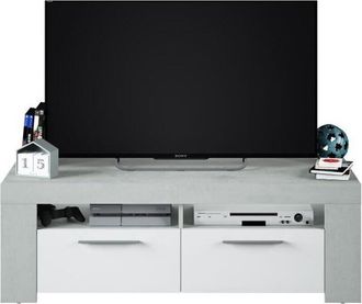 Usinestreet Usinestreet - ambit Meuble tv 2 portes - Style contemporain - Gris et blanc - l 120 cm