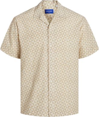 Jack & Jones Herren JORLUKE Seersucker Resort Shirt SS LN Kurzarmhemd 12255206,Buttercream,S