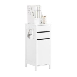 SoBuy FWT108-W Armoire de rangement &eacute;troite sur pied en bois pour salon et bureau Blanc env. 32 x 76 x 40 cm
