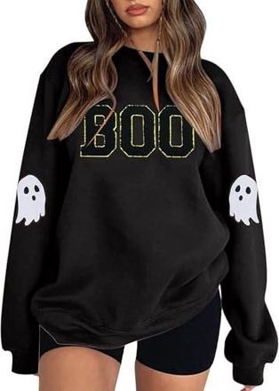 Generic 2026 Printemps Mode Femmes Sweat &agrave; Capuche Casual Loose Top Automne Hiver &Eacute;l&eacute;gant Lettre Imprim&eacute;e Design, Noir, XXL