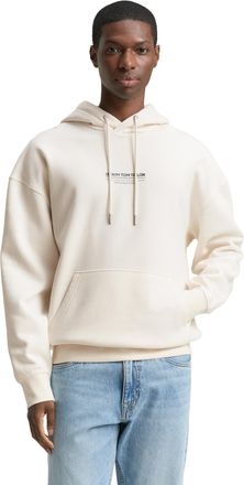 Tom Tailor Herren 1045580 Relaxed Hoodie Sweatshirt mit Logo-Print, 10348-Gardenia White, L