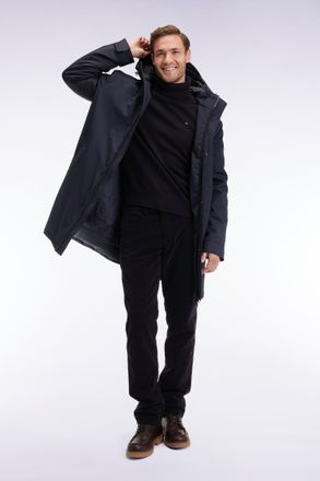 Eden Park Parka Longue En Nylon Noir &Agrave; Capuche Int&eacute;gr&eacute;e