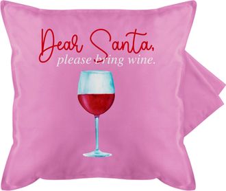 Shirtracer Kissenbezug - Weihnachtskissen Christmas Geschenke - Dear Santa Please Bring Wine I Weinliebhaber I Wein I Weihnachten Geschenk Wein I Weinliebhaber