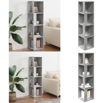 vidaXL Eckregal Betongrau 33x33x132 cm Holzwerkstoff - Eckregal - Regalsystem - Wohnraumorganisation - Staurauml&ouml;sung - Betongrau - Home & Living